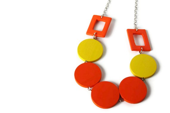 Neon Jewelry In Citrus Colors. Big Chunky Necklace In Bright Yellow And ...