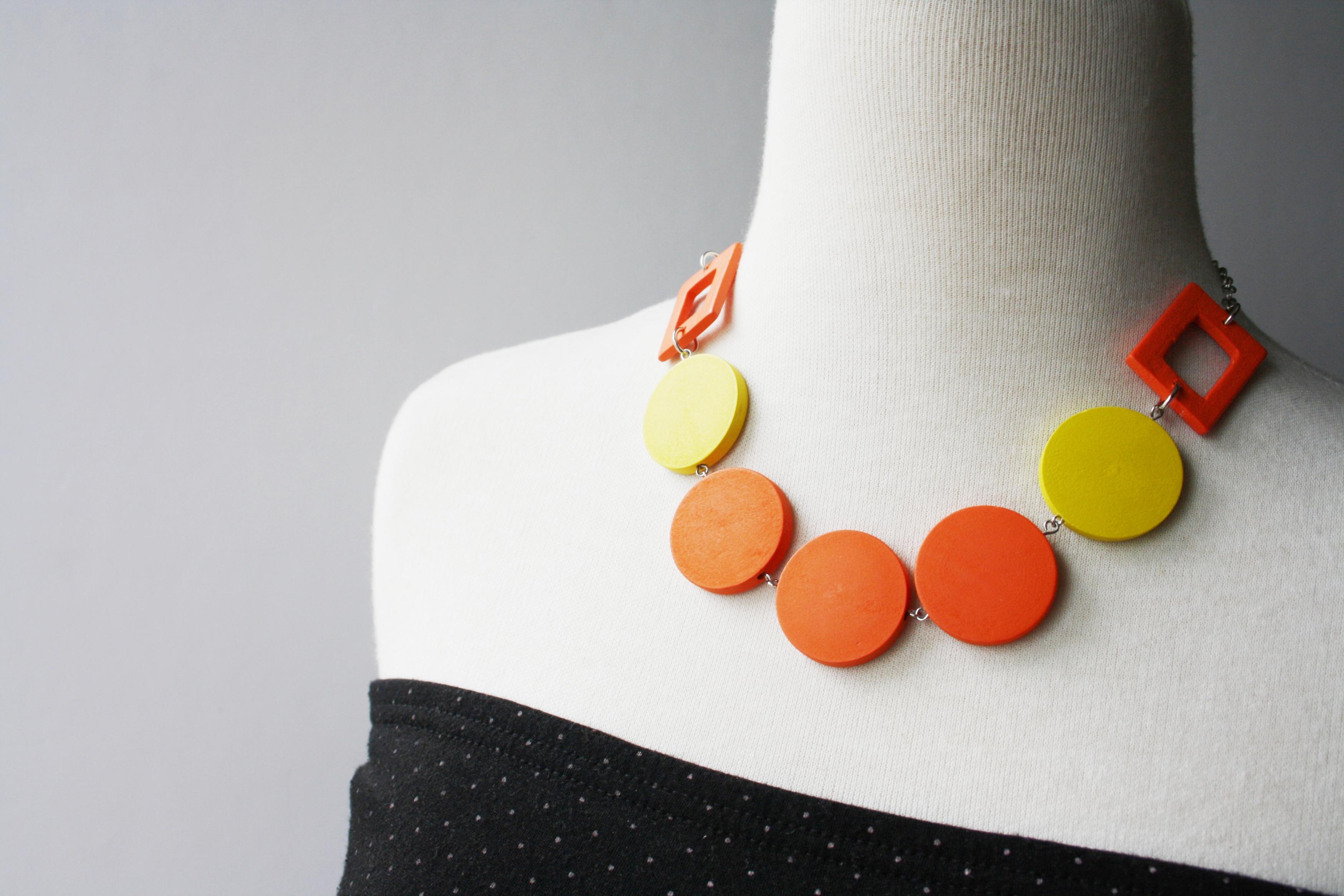 Neon Jewelry In Citrus Colors. Big Chunky Necklace In Bright Yellow And ...