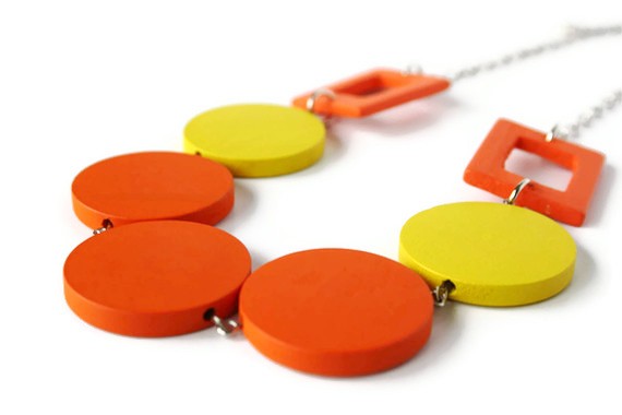Neon Jewelry In Citrus Colors. Big Chunky Necklace In Bright Yellow And ...